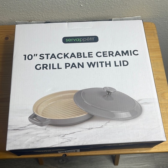 Servappetit | Kitchen | New Stackable Ceramic Grill Pan With Lid | Poshmark